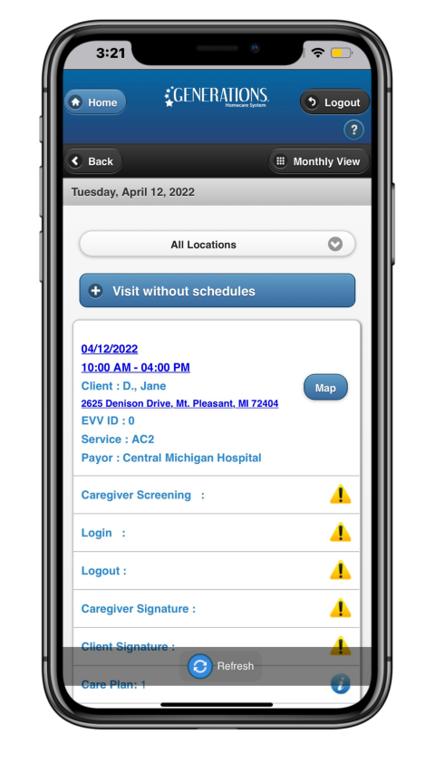 Caregiver Software - Generations Homecare System